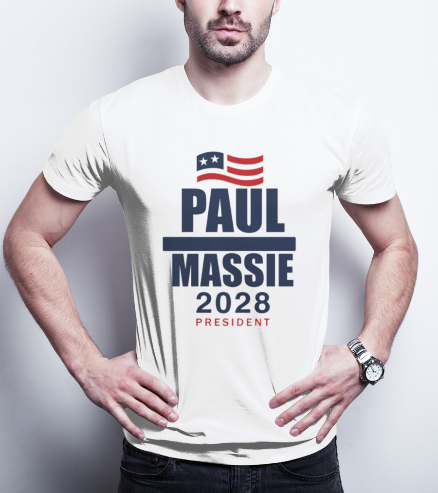Paul Massie 2028 President Campaign With American Flag Icon T-Shirt