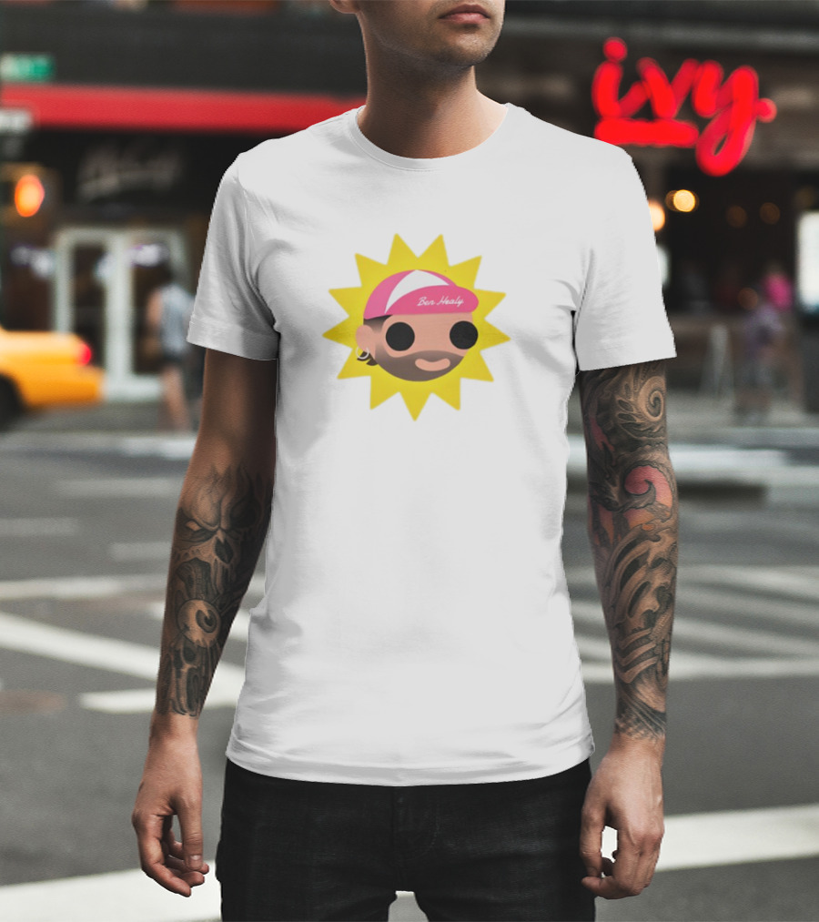 Ben Healy 2025 Pink Cap Yellow Sunburst T-Shirt