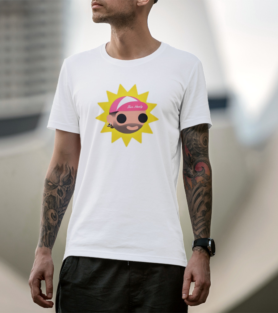 Ben Healy 2025 Pink Cap Yellow Sunburst T-Shirt