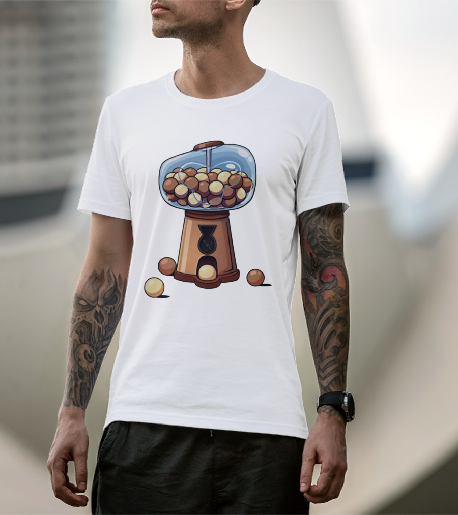 Gum Ball Machine With Brown And Cream Gumballs T-Shirt