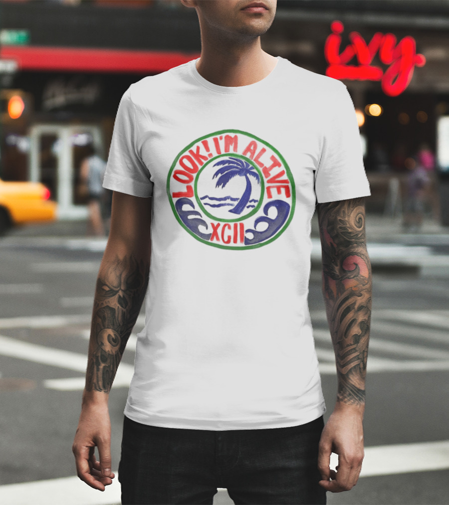 LOOK I'M ALIVE XGII Palm Tree Waves T-Shirt