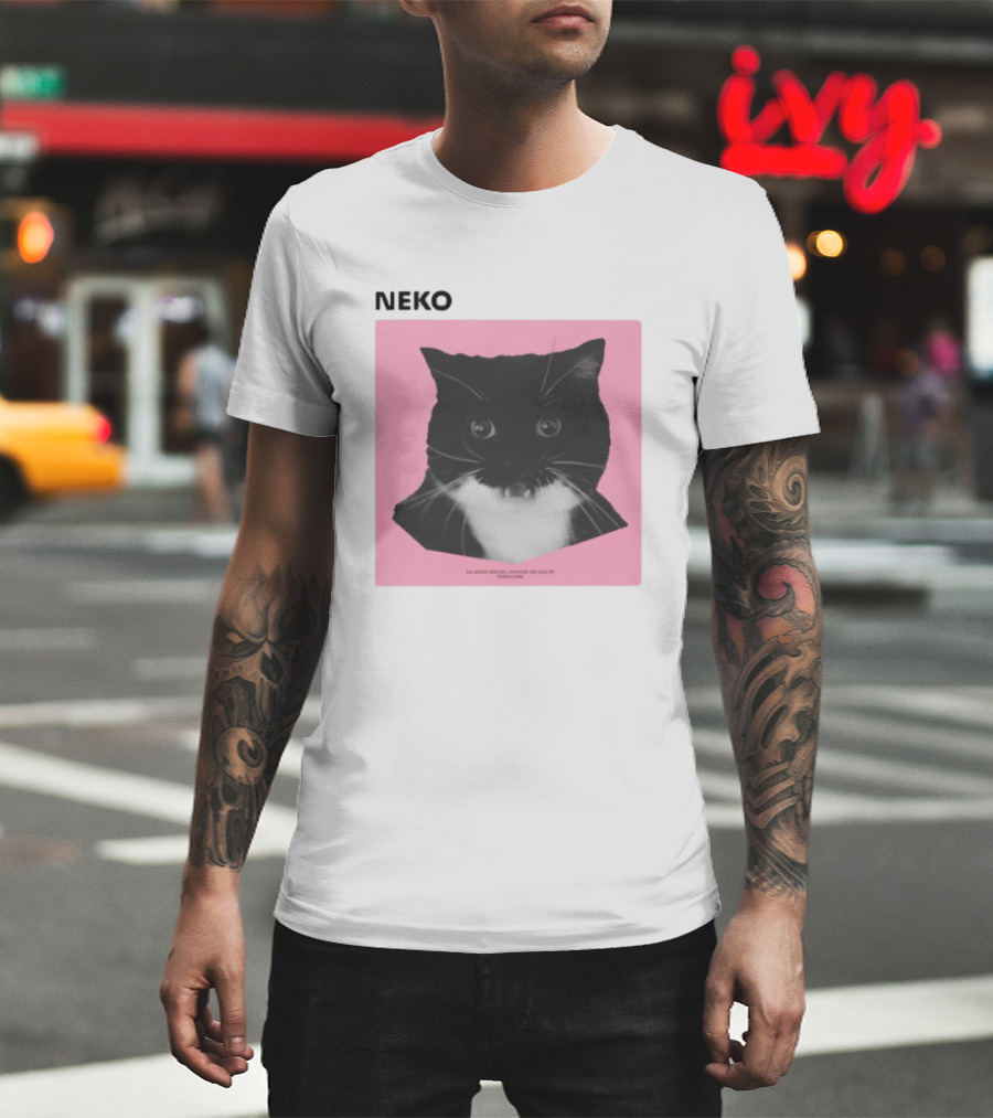 Neko Uni The Strongest Cat Silhouette In Black And Pink T-Shirt