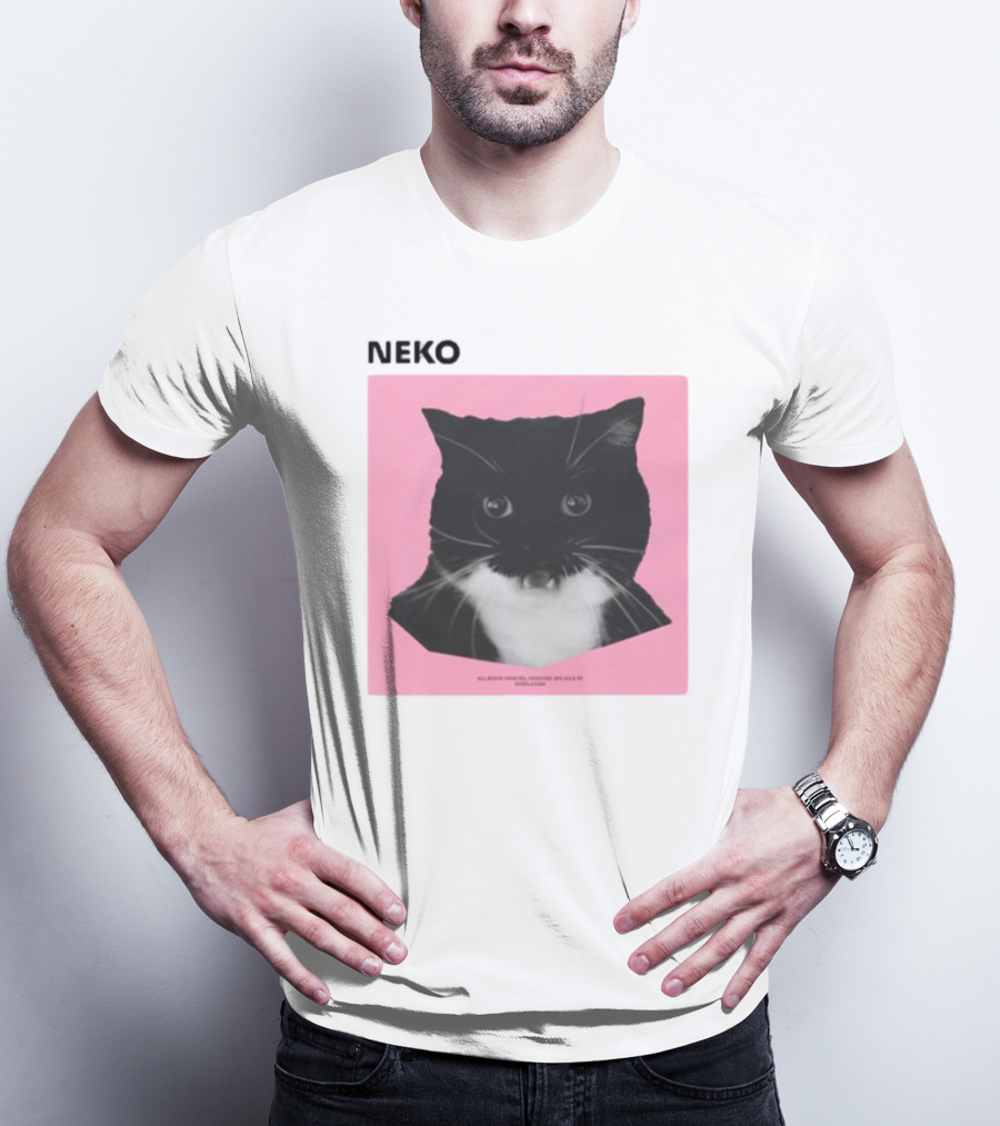 Neko Uni The Strongest Cat Silhouette In Black And Pink T-Shirt