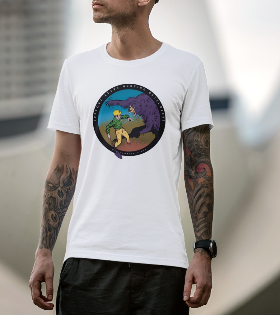 Support Bears Hunting Developers Old Florida Vibes Graphic T-Shirt