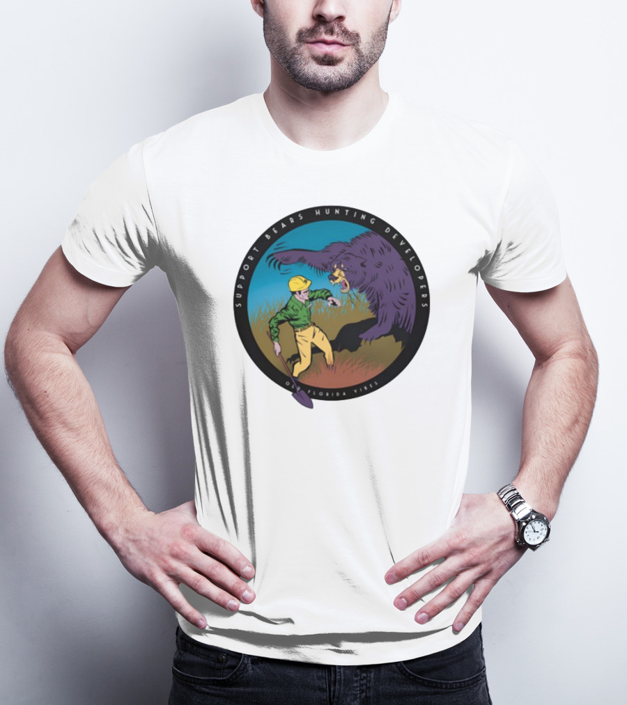 Support Bears Hunting Developers Old Florida Vibes Graphic T-Shirt