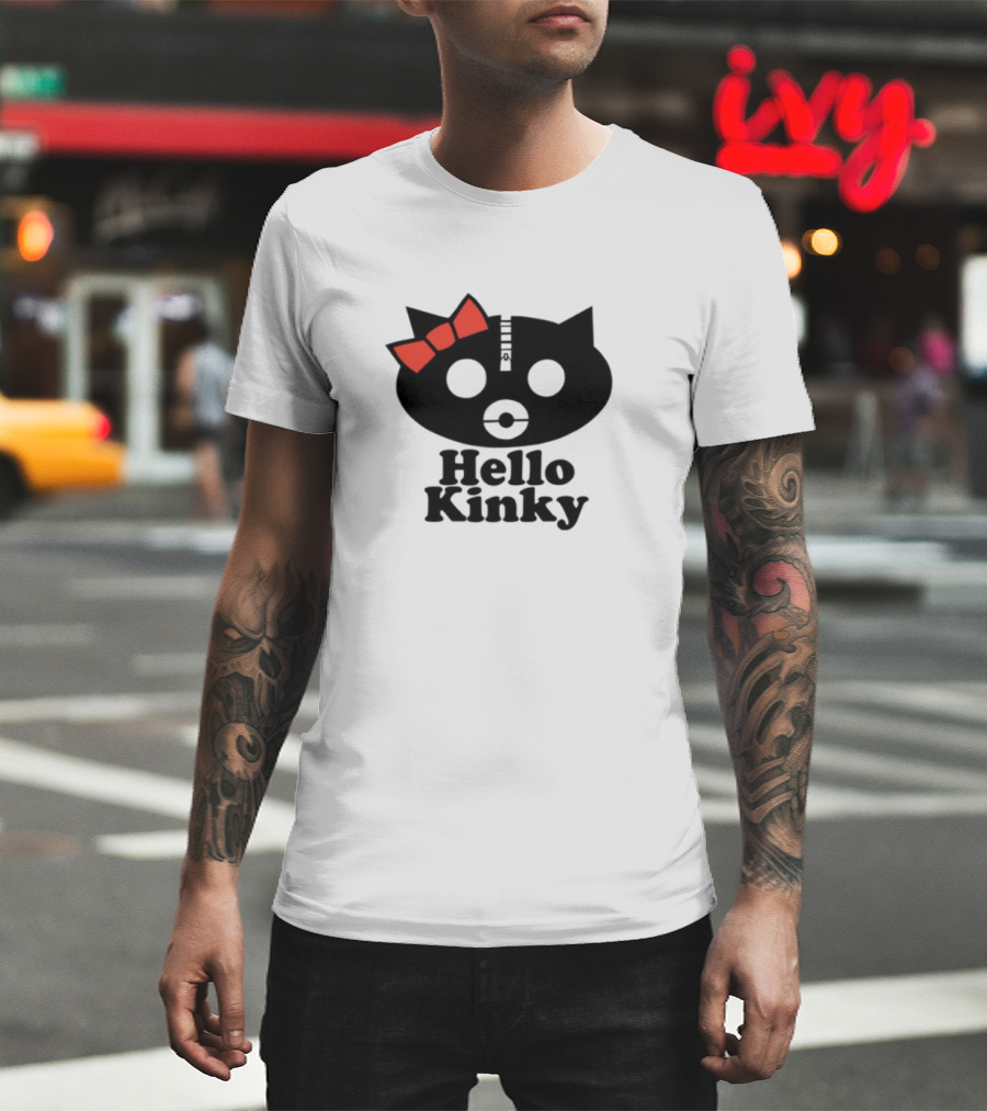 Hello Kinky Kitty With Red Bow Gorillaz T-Shirt