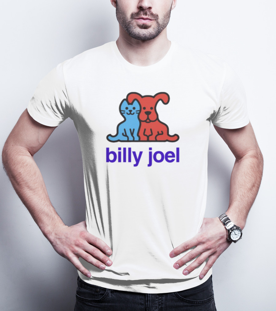 Billy Joel Cat Dog Duo Design T-Shirt