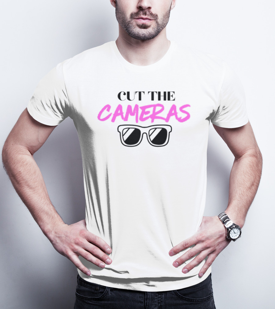Cut The Cameras Pink Bold Sunglasses T-Shirt