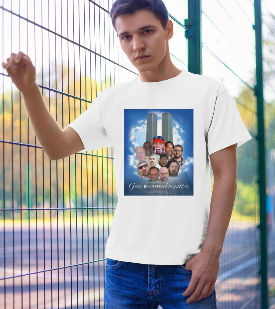 Gone But Never Forgotten Tribute With Twin Towers And Memorable Faces T-Shirt