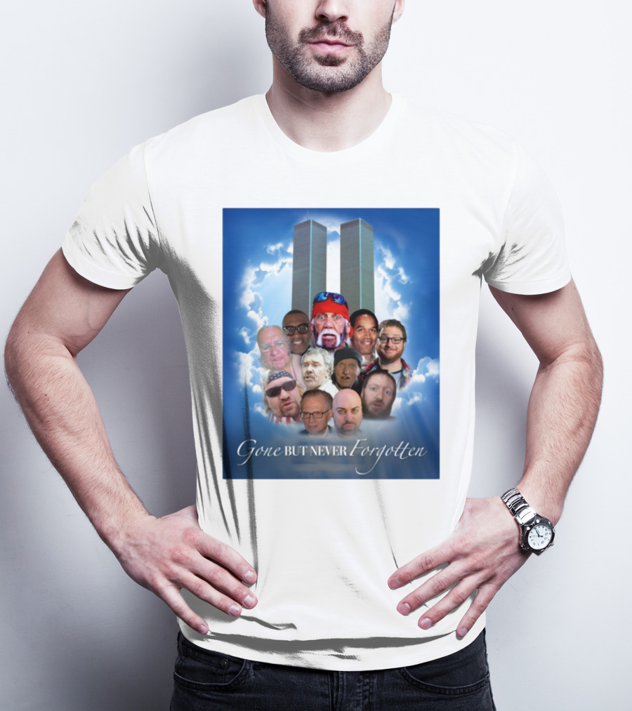 Gone But Never Forgotten Tribute With Twin Towers And Memorable Faces T-Shirt