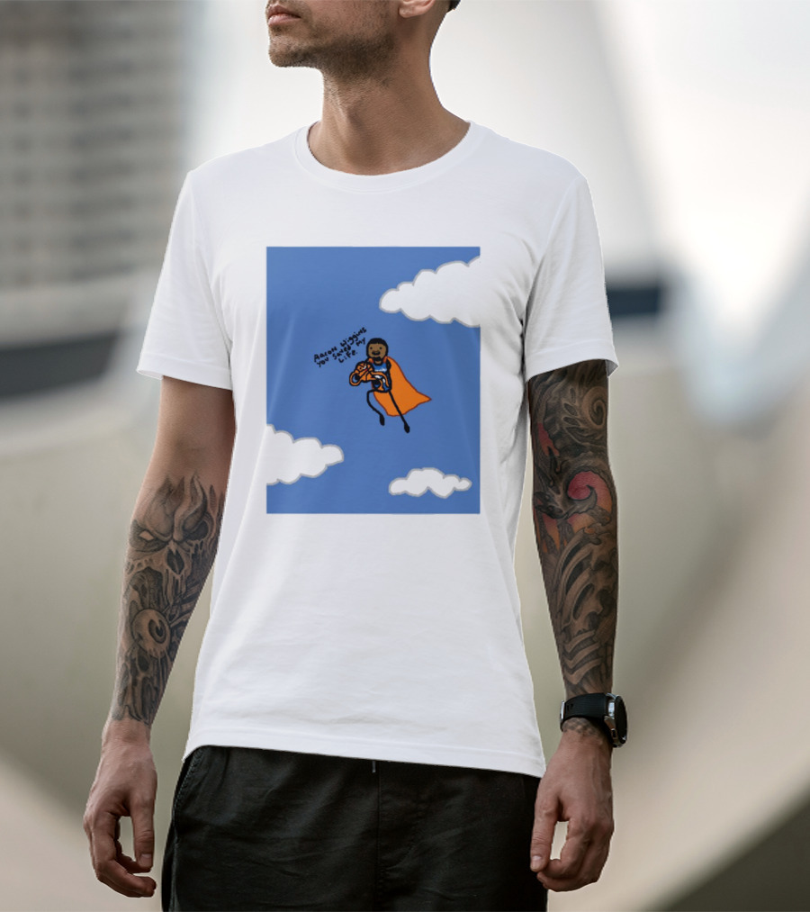 Aaron Wiggins You Saved My Life Superhero Drawing Floating In Clouds T-Shirt