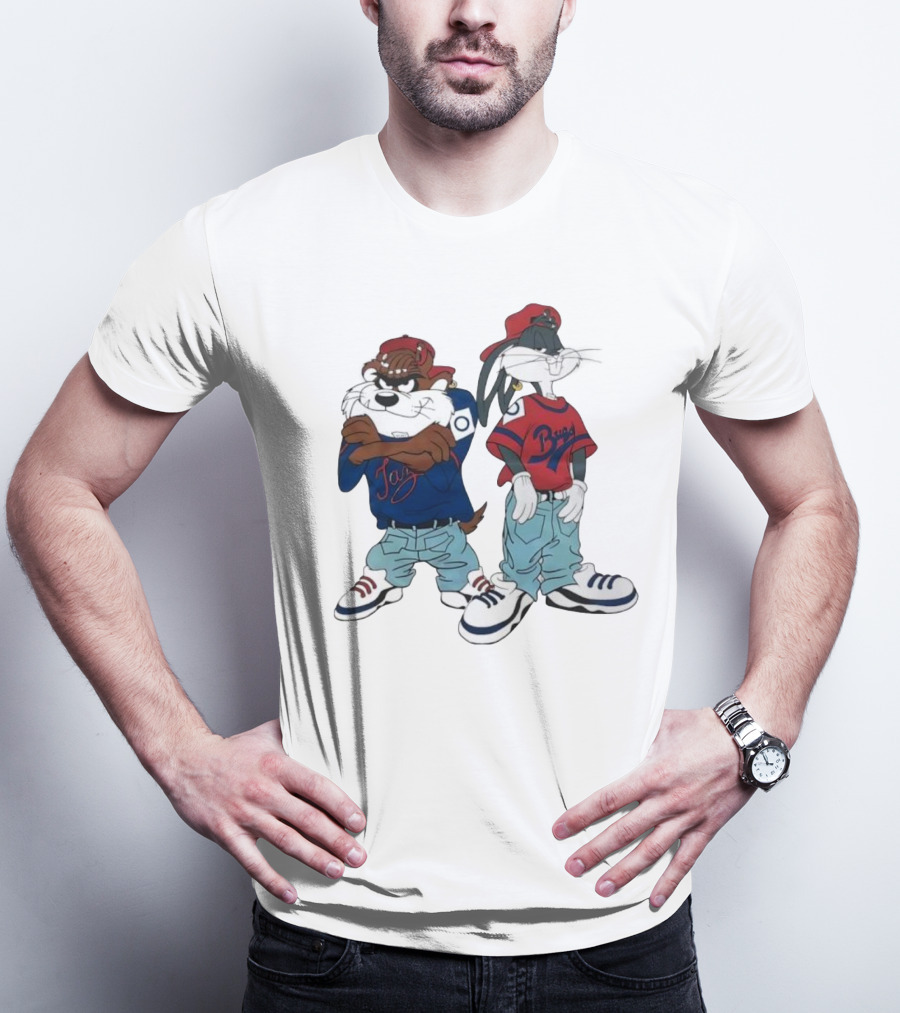 Bugs Bunny Taz Hip Hop Vintage Style Baggy Jeans Sneakers T-Shirt