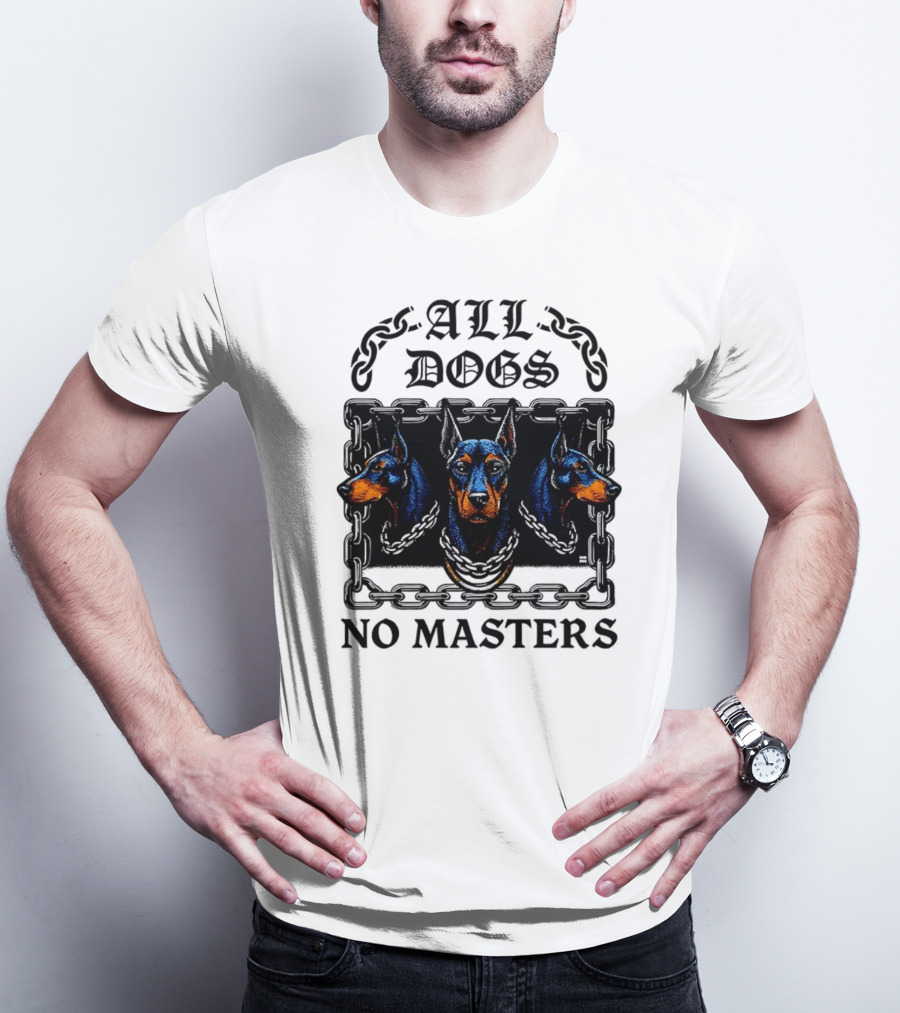 Doberman All Dogs 2025 No Master Tri Color Illustration T-Shirt