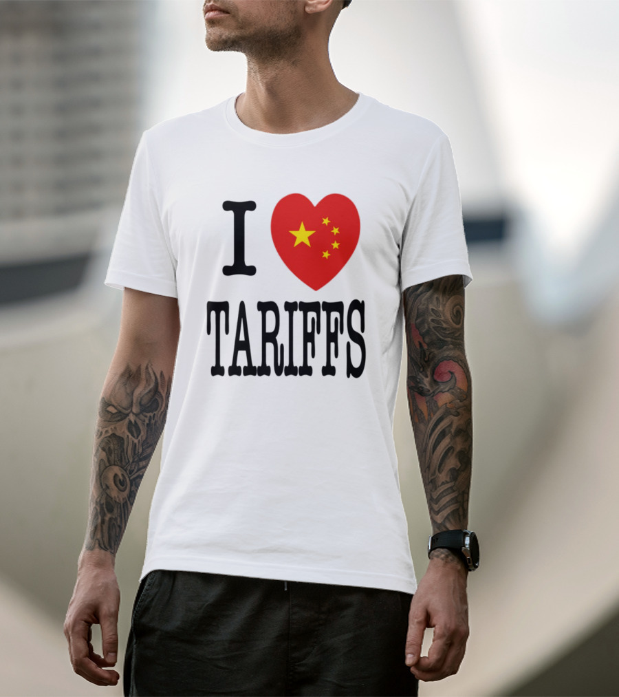 Flags Heart Tariffs China Stars T-Shirt