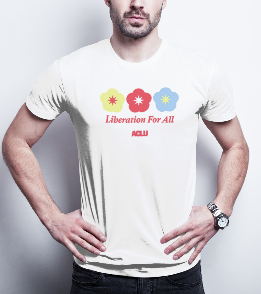 Liberation For All ACLU Flowers Red Yellow Blue T-Shirt