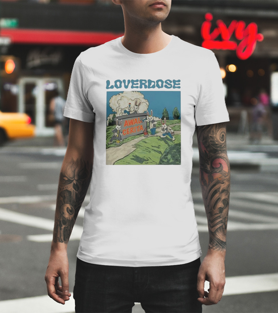 Loverdose Awal Cerita Rabbits Painting Sign T-Shirt