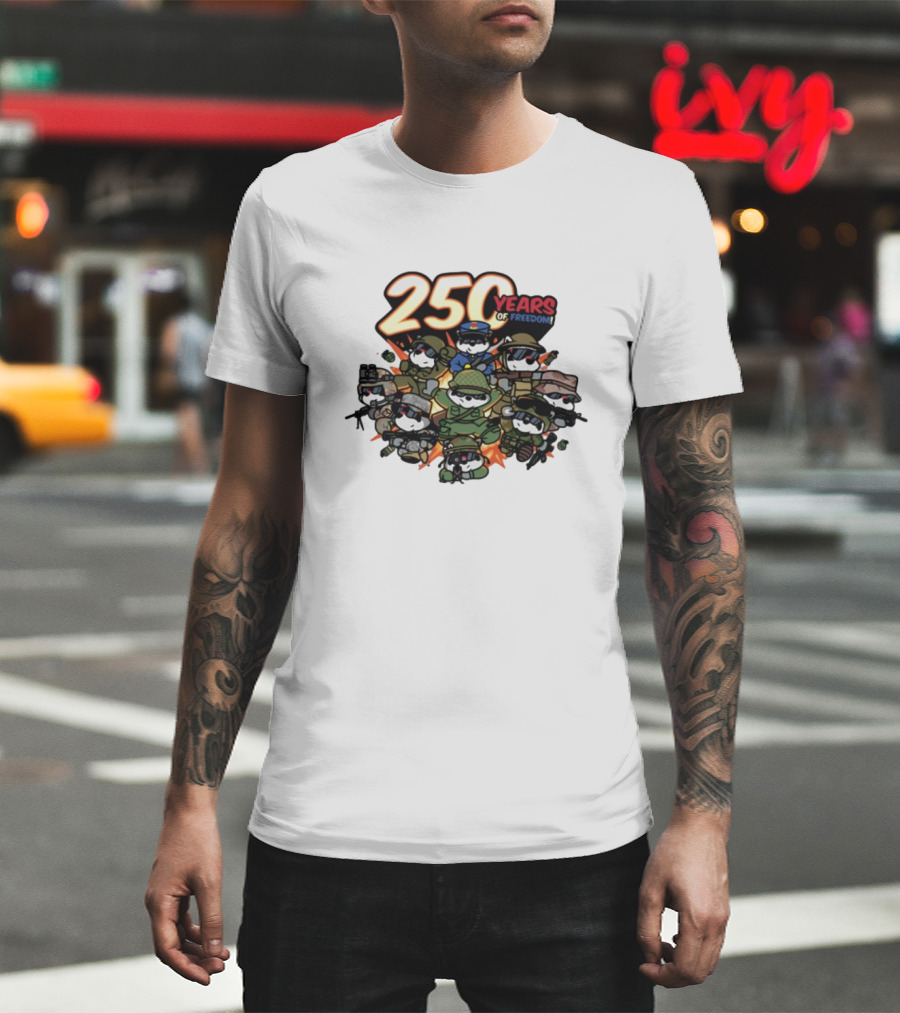 Mandatoryfunday 250 Years Of Freedom Military Characters Celebration T-Shirt