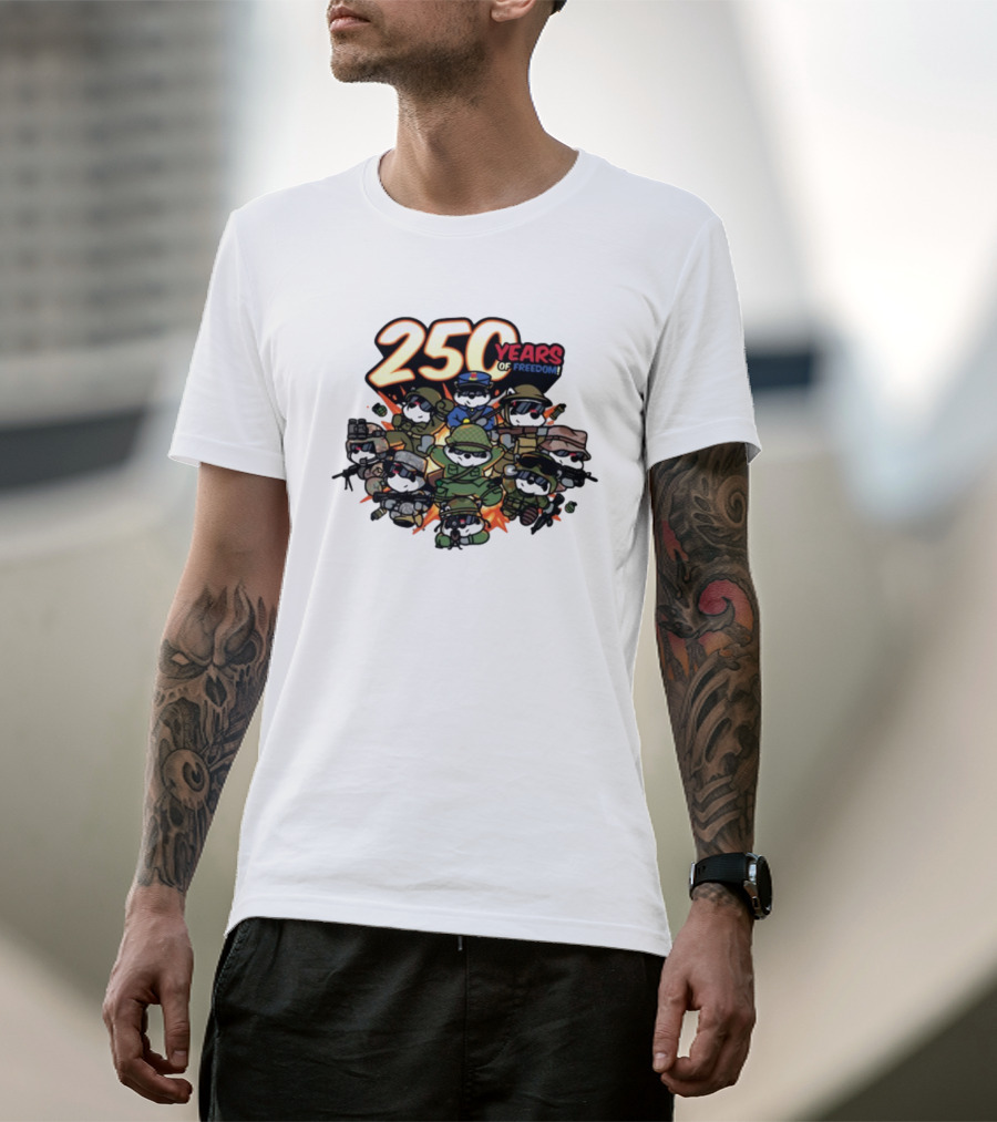 Mandatoryfunday 250 Years Of Freedom Military Characters Celebration T-Shirt