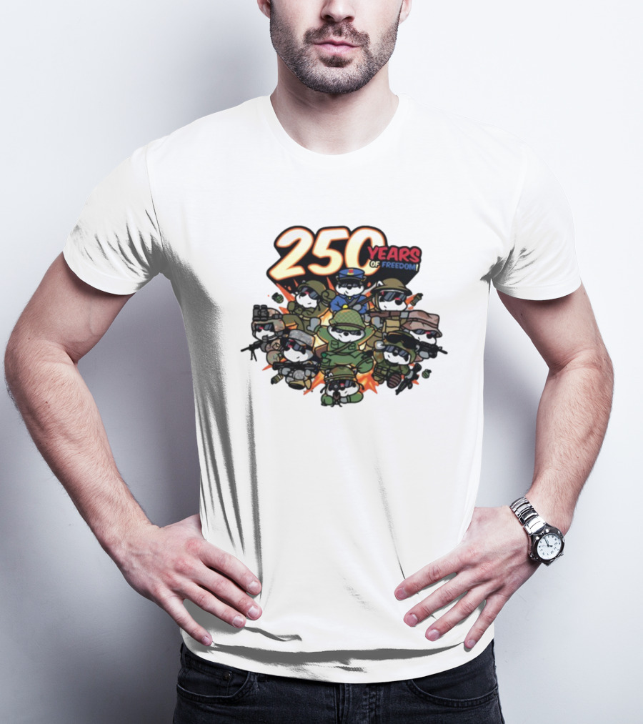 Mandatoryfunday 250 Years Of Freedom Military Characters Celebration T-Shirt
