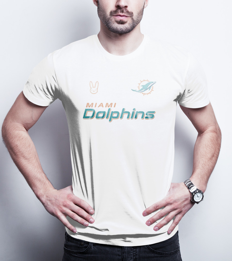 Miami Dolphins Bad Bunny Collaboration Frog Mascot Signature T-Shirt