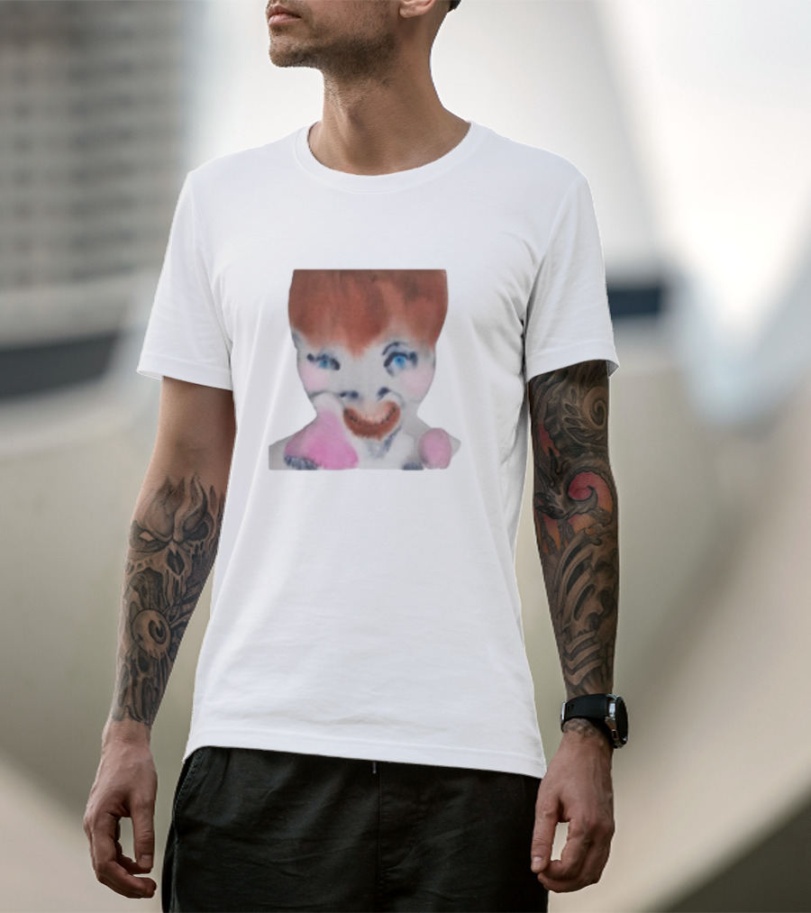 Pearly Drops The Voices Are Coming Back Creepy Clown Face Pink And Brown Hair Blue Eyes T-Shirt