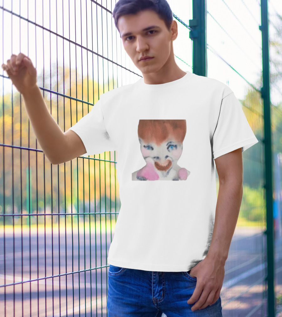 Pearly Drops The Voices Are Coming Back Creepy Clown Face Pink And Brown Hair Blue Eyes T-Shirt