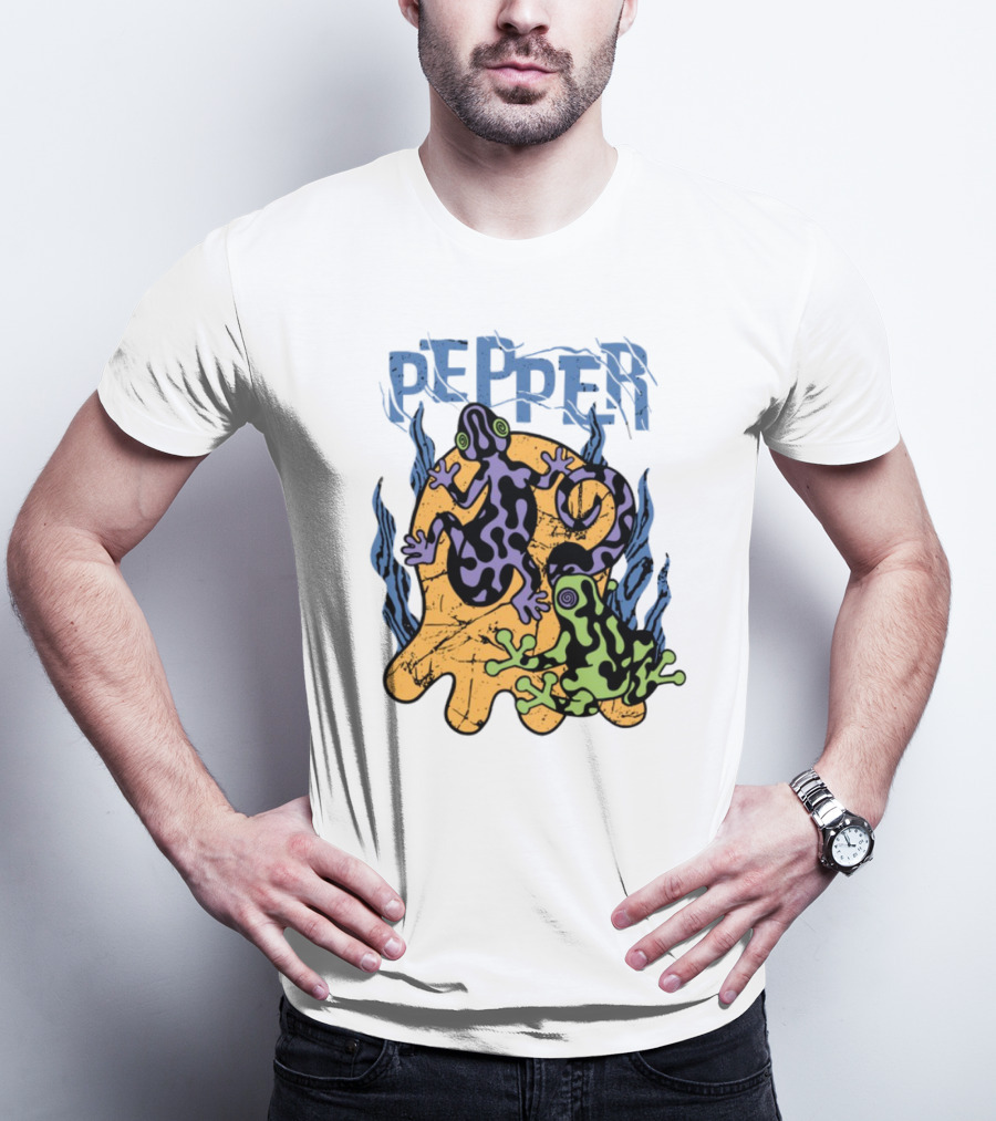 Pepper Skullconut Amphibians Psychedelic Frogs Graphic T-Shirt