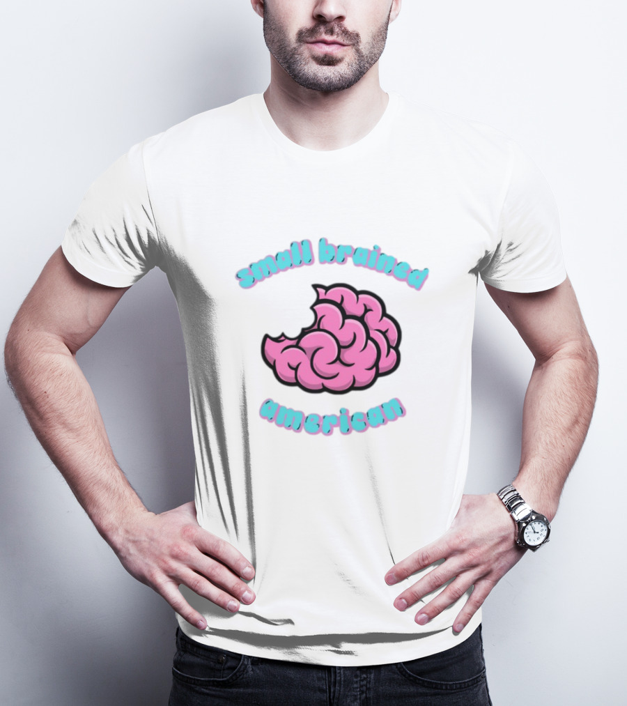 Small Brained American Pink Brain Illustration T-Shirt