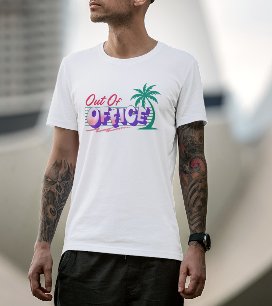 Out Of Office Tropical Palm Tree Retro Style T-Shirt