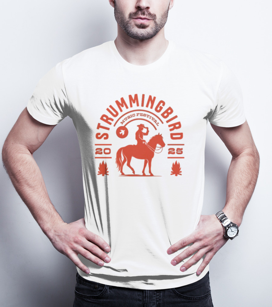 Strummingbird Music Festival 2025 Cowboy Riding Horse Icon T-Shirt