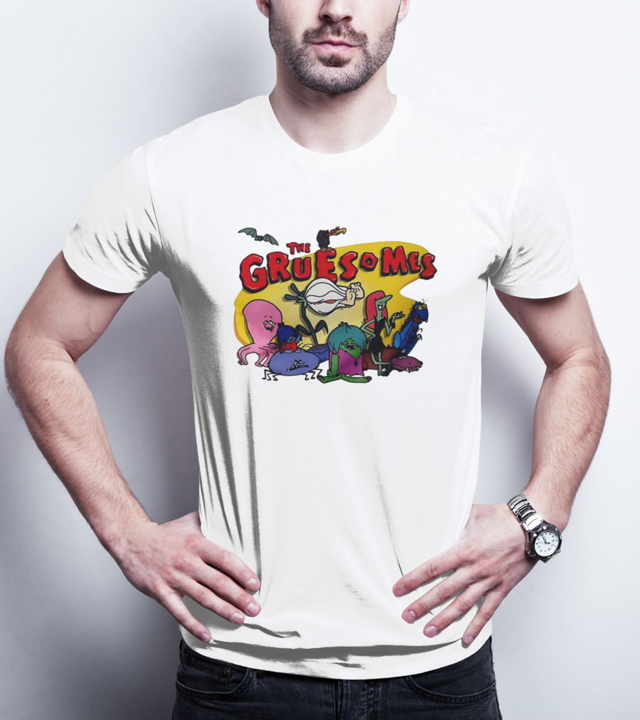 The Gruesomes Cartoon Characters With Bat And Vulture T-Shirt