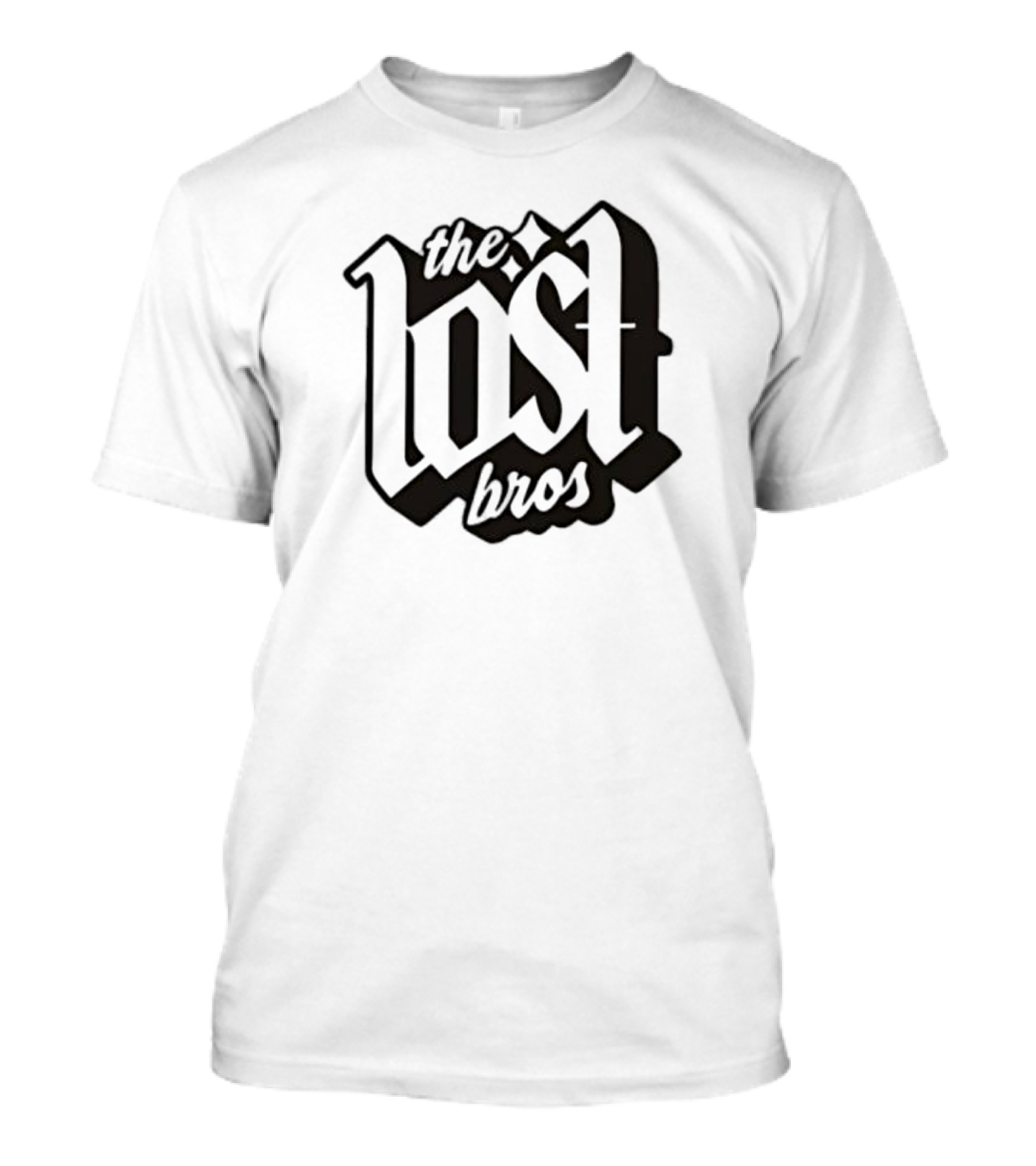 The Lost Bros Black Vintage Style Bold Text Design T-Shirt