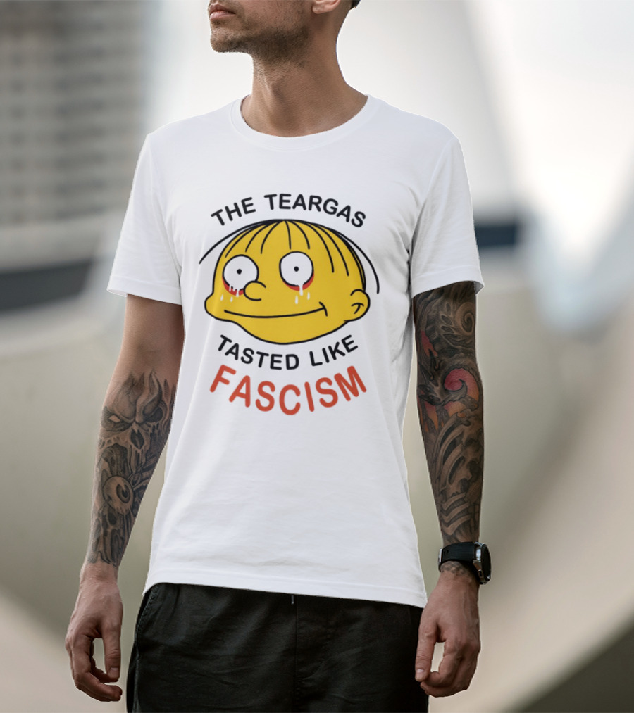 The Teargas Tasted Like Fascism Yellow Cartoon Face T-Shirt
