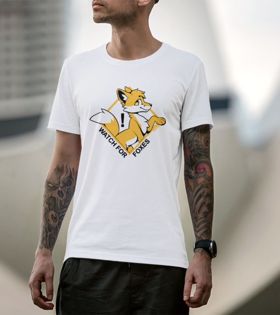 FOR FOXES YELLOW AND BLACK FOX ILLUSTRATION T-Shirt