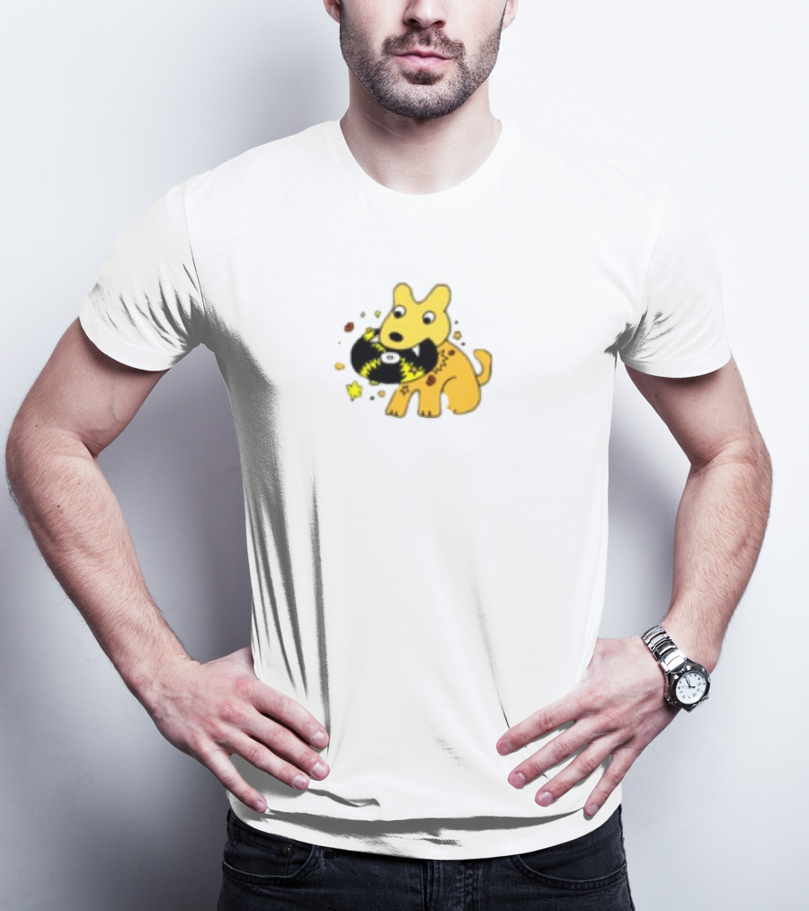 Yellow Jasper Dog With Cosmic Black Cat T-Shirt
