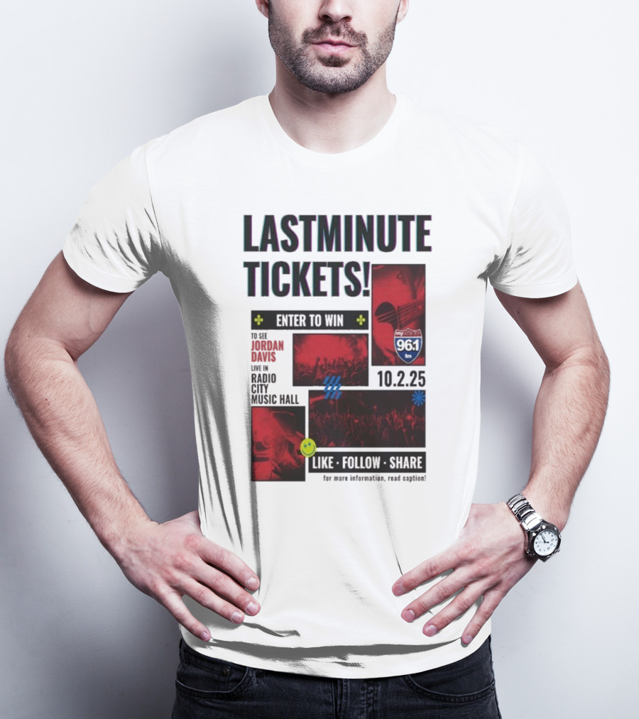 Last Minute Tickets Enter To Win Oct 2 2025 Radio City Music Hall 96.1 T-Shirt