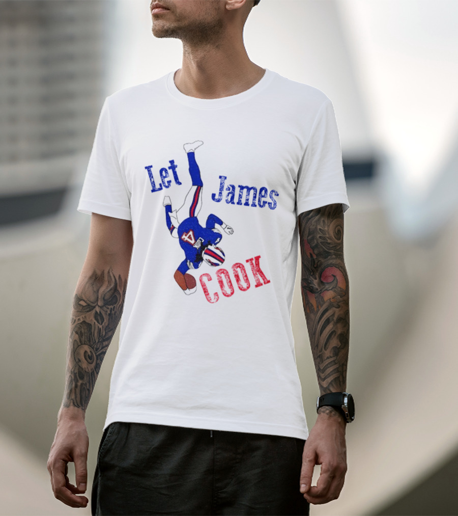 Let James Cook Football Player Red Blue Text T-Shirt