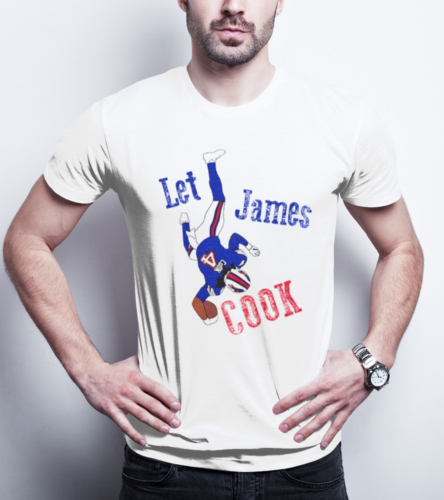 Let James Cook Football Player Red Blue Text T-Shirt