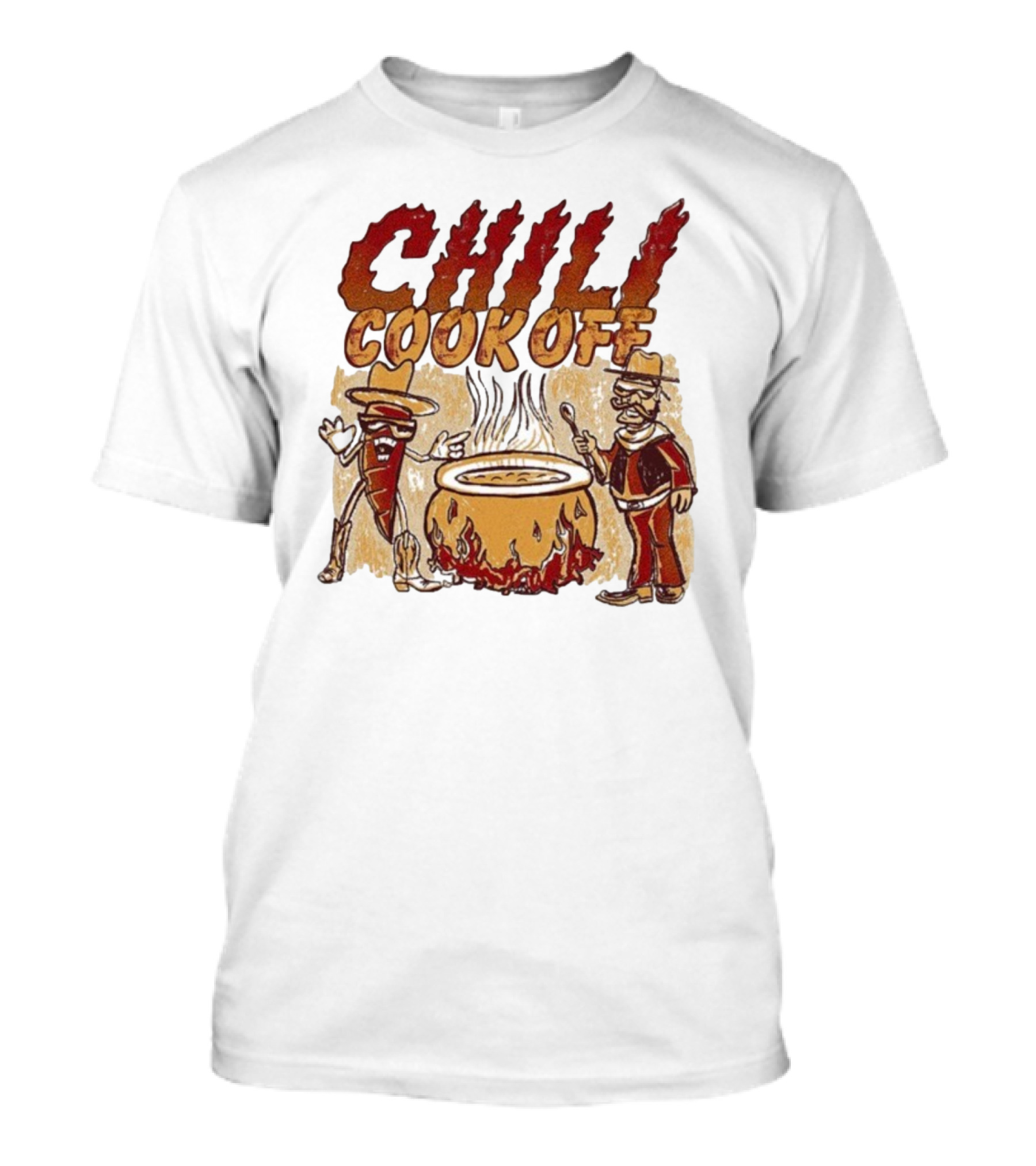 Chili Cookoff Spicy Pepper Cowboy And Chef Duel Over Fiery Pot T-Shirt