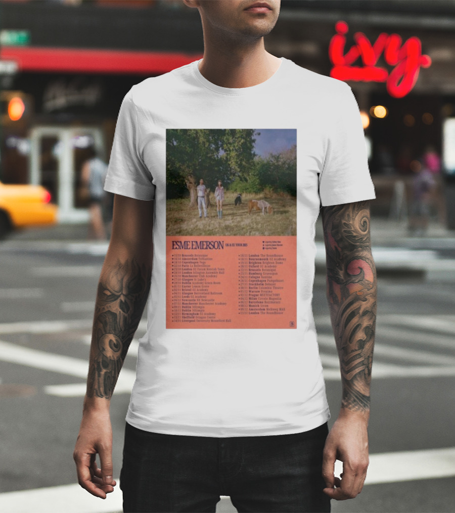 ESME EMERSON UK EU Tour 2025 Dates Featuring Dublin Paris Amsterdam London Glasgow Barcelona T-Shirt