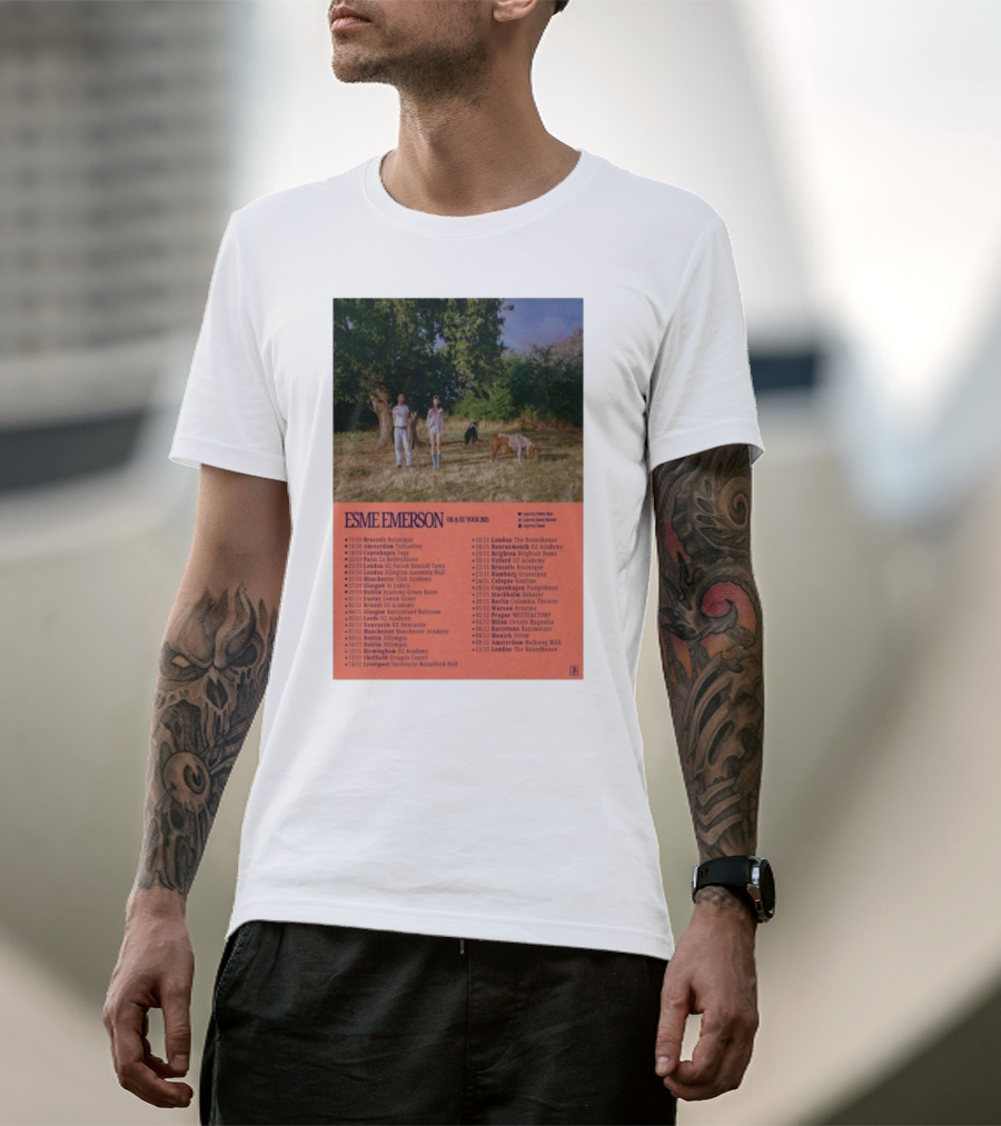 ESME EMERSON UK EU Tour 2025 Dates Featuring Dublin Paris Amsterdam London Glasgow Barcelona T-Shirt