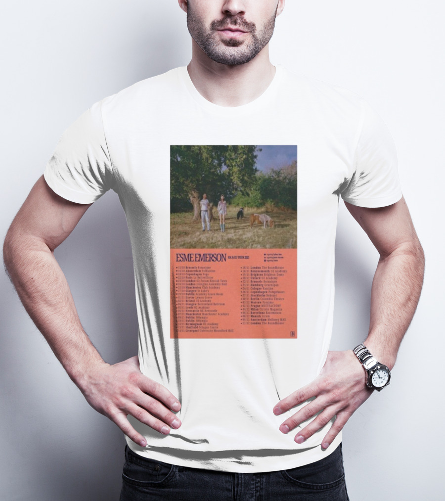 ESME EMERSON UK EU Tour 2025 Dates Featuring Dublin Paris Amsterdam London Glasgow Barcelona T-Shirt