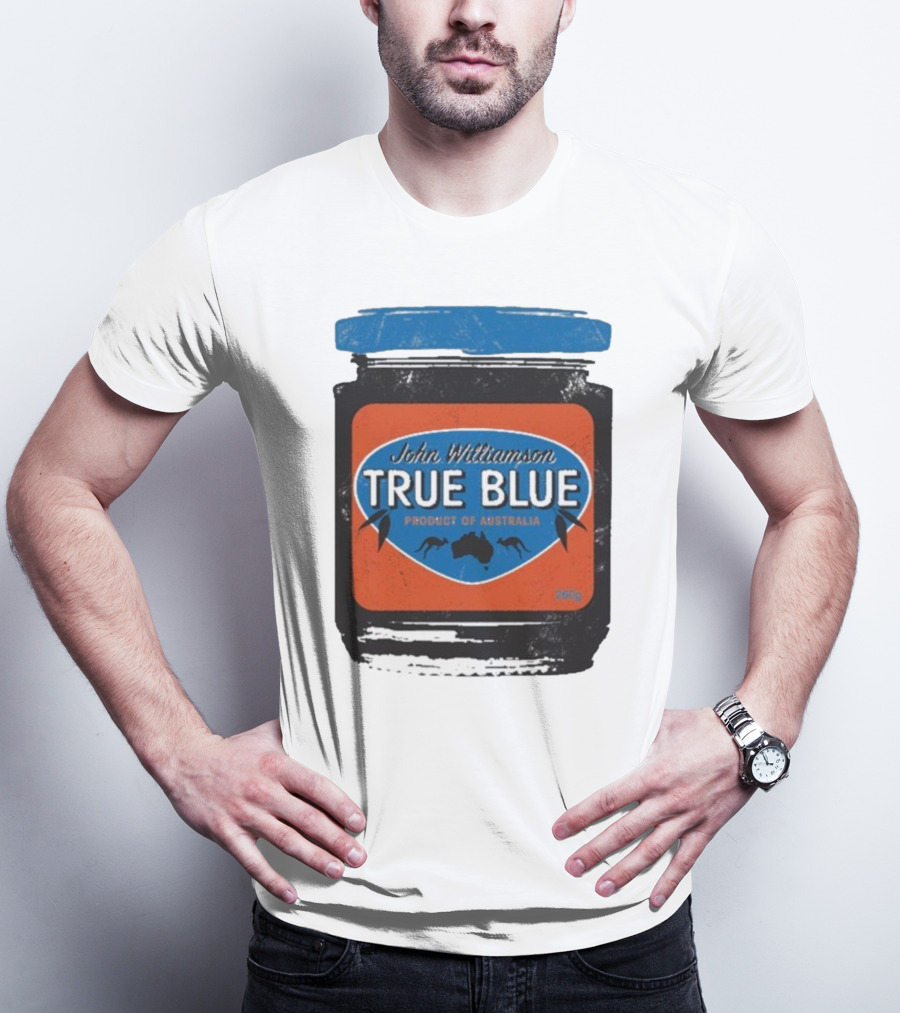 John Williamson True Blue Product Of Australia Mock Jam Label T-Shirt