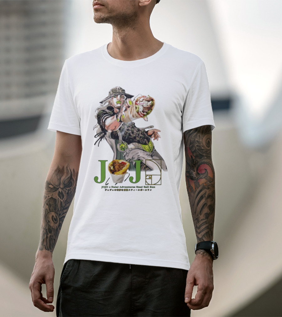 Jojo’s Halal Adventure Steel Ball Run Gyro Burrito Manga Crossover T-Shirt