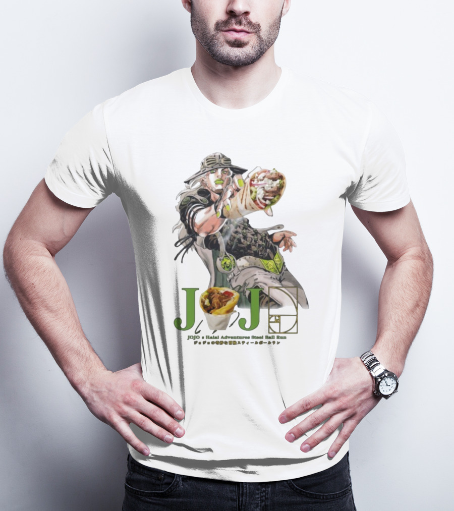 Jojo’s Halal Adventure Steel Ball Run Gyro Burrito Manga Crossover T-Shirt
