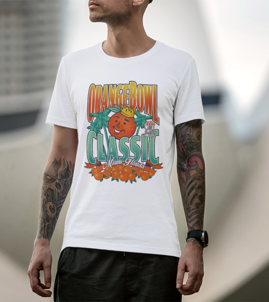 Orange Bowl Classic Miami Florida Vintage Football Champion Logo T-Shirt