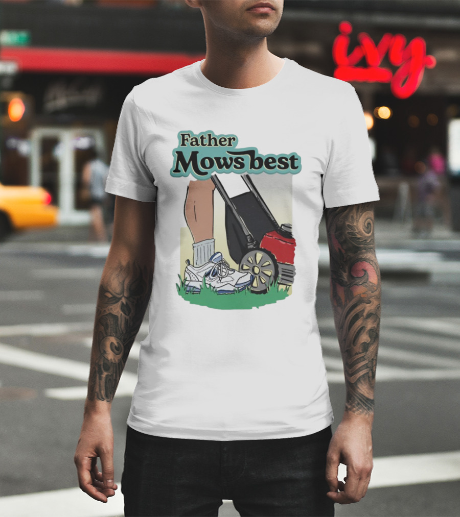 Father Mows Best Emotionalclub Lawn Mower Sneaker Style T-Shirt