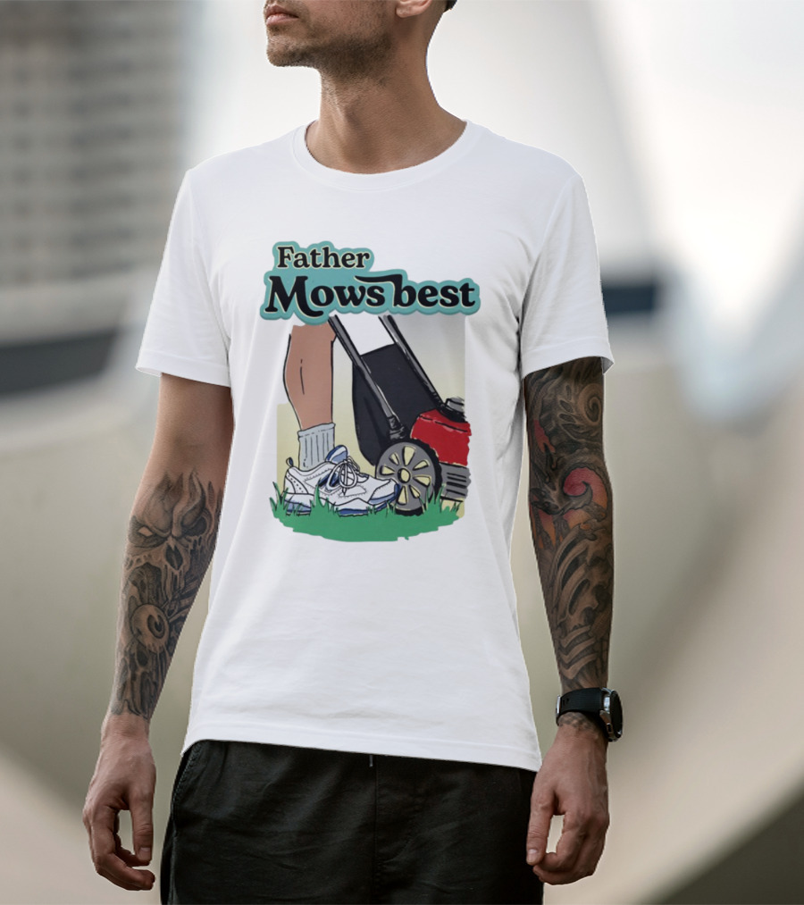Father Mows Best Emotionalclub Lawn Mower Sneaker Style T-Shirt