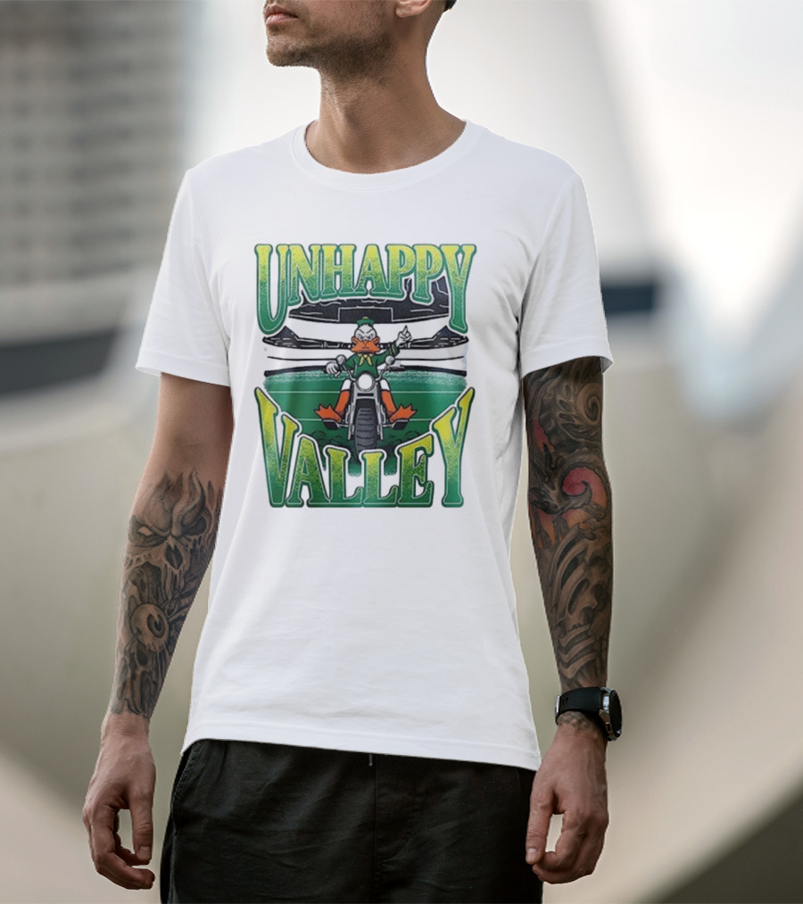 Oregon Ducks Unhappy Valley Mascot Motorcycle Rider T-Shirt