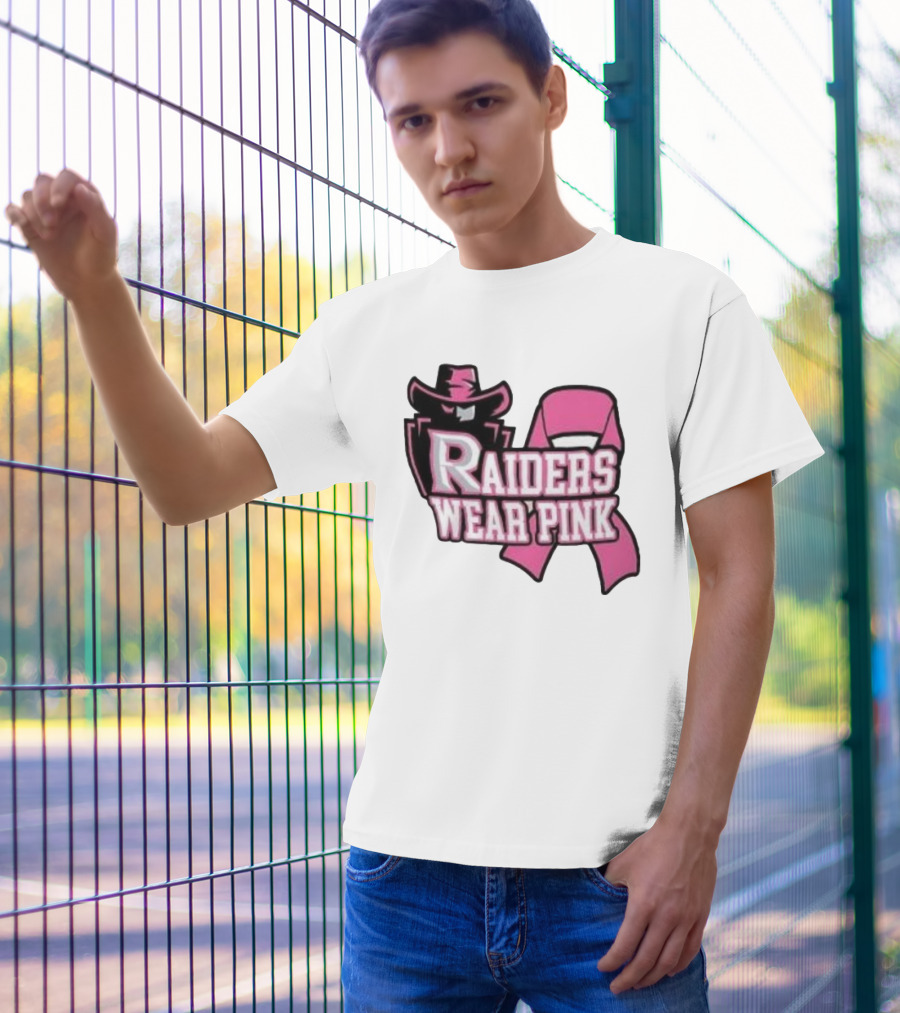Raiders Wear Pink Breast Cancer Awareness Power Ribbon T-Shirt